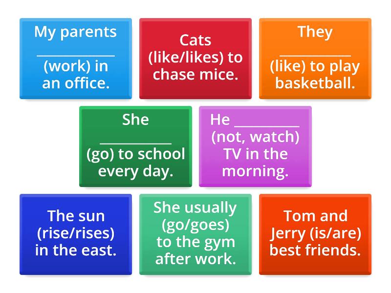 Present Simple - Flip tiles