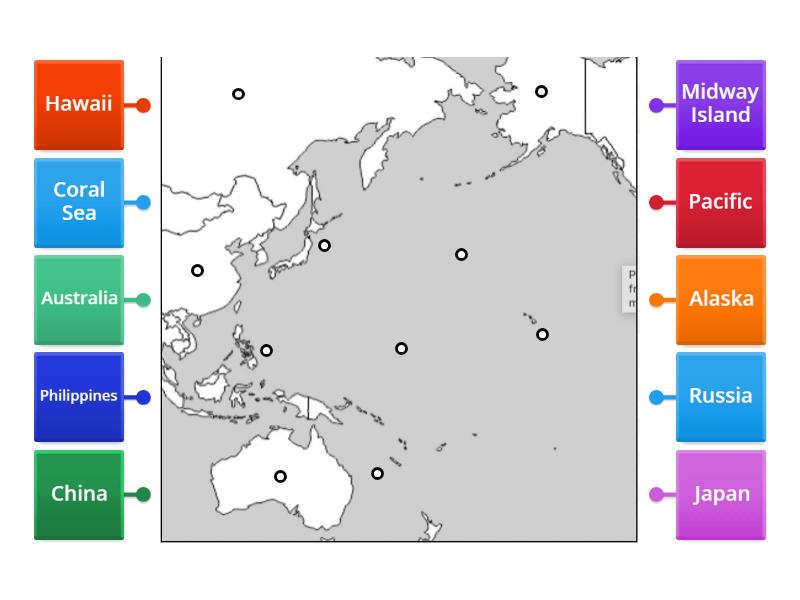 Map of Pacific WWII - Labelled diagram
