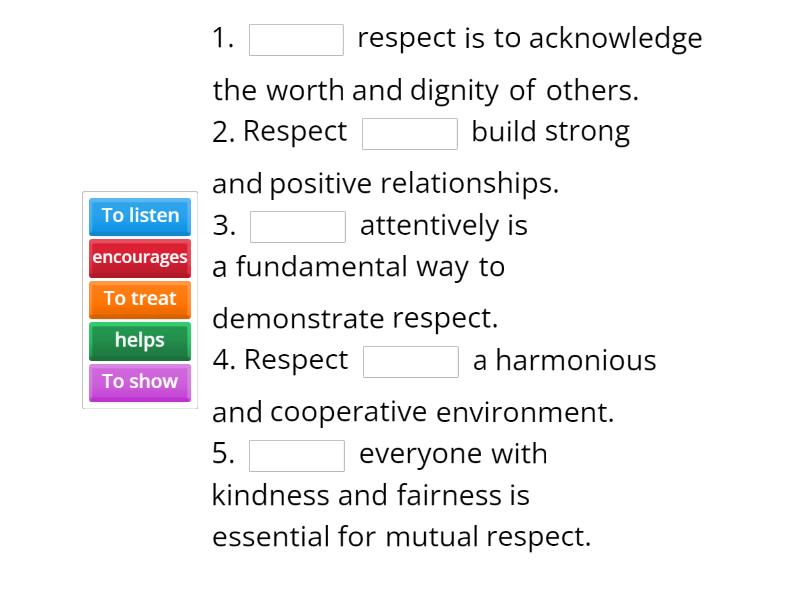 infinitives (Respect) - Complete the sentence