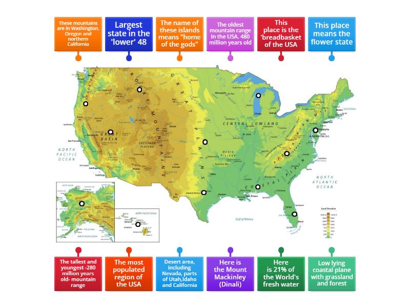 Geography of the USA - Labelled diagram