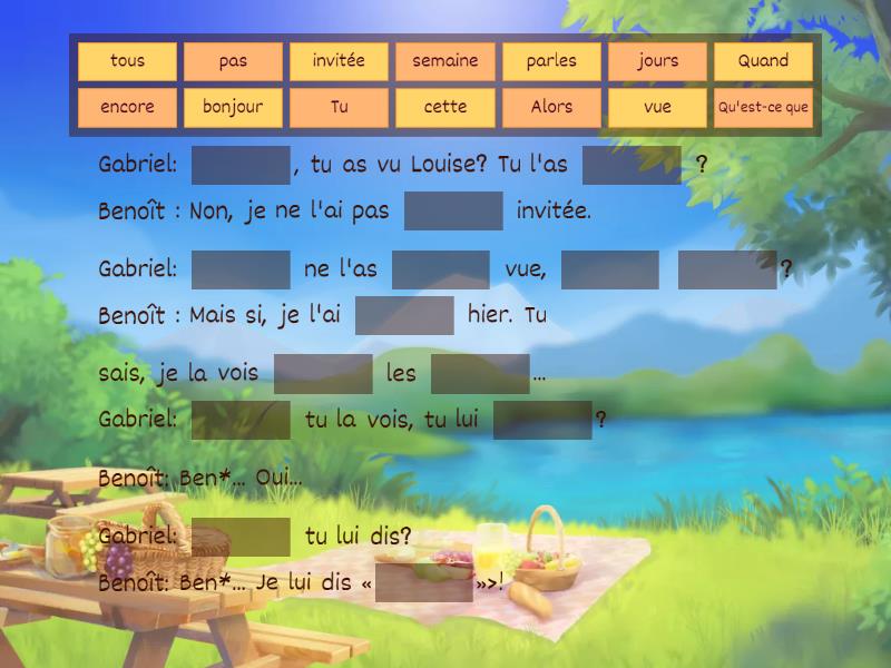 Les pronoms personnels (lui, leur, le, la, les) - Complete the sentence