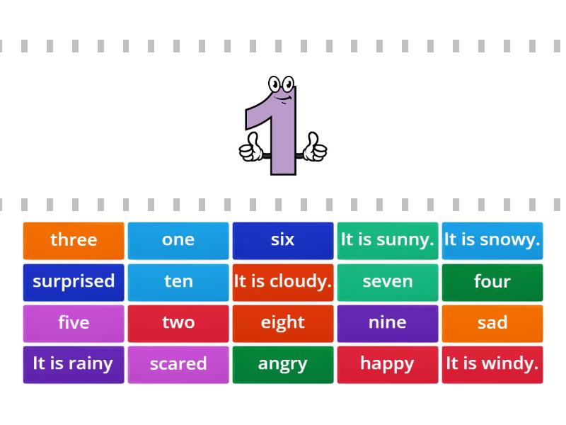 1 emotions- numbers 1-10 - Find the match