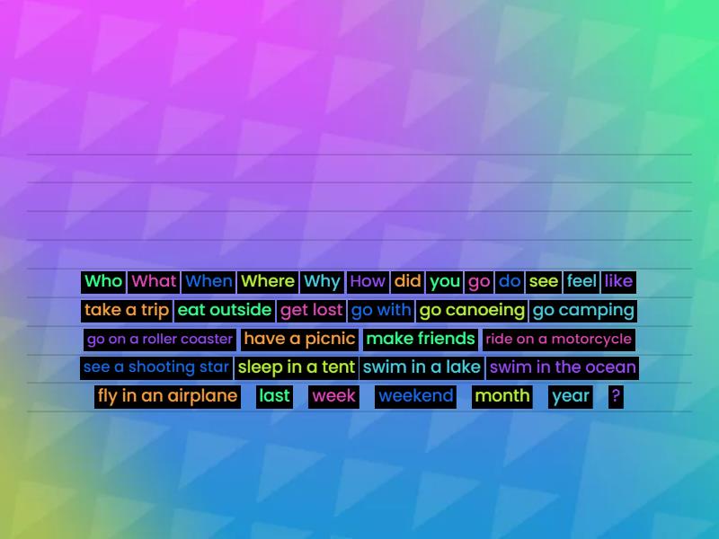 Past Questions with Did - Word magnets