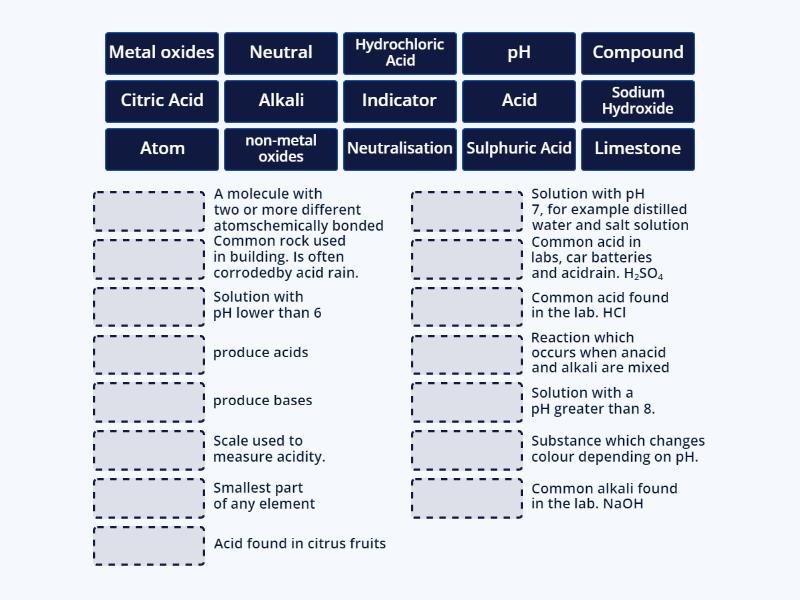Acids & Alkalis - Match up