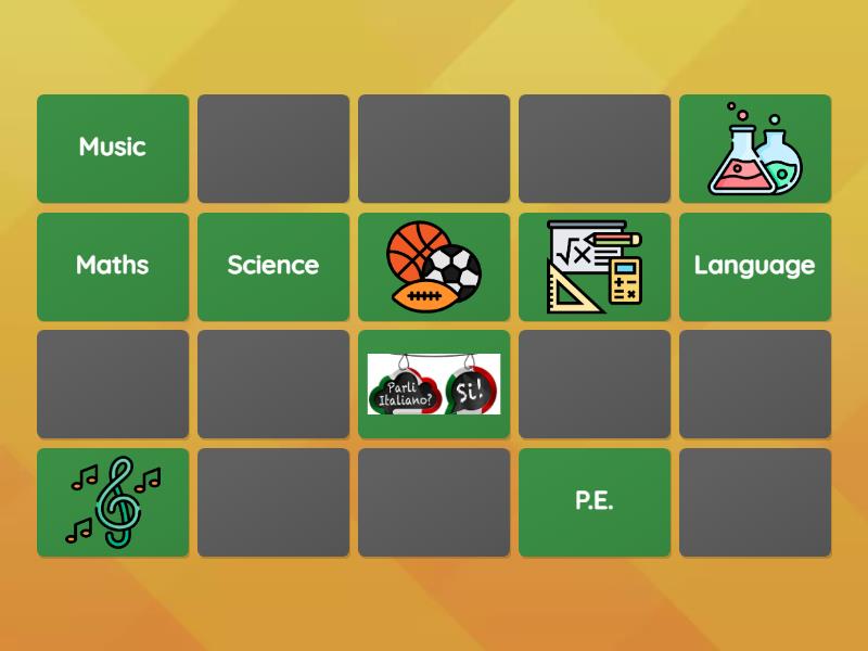 School subjects - Matching pairs