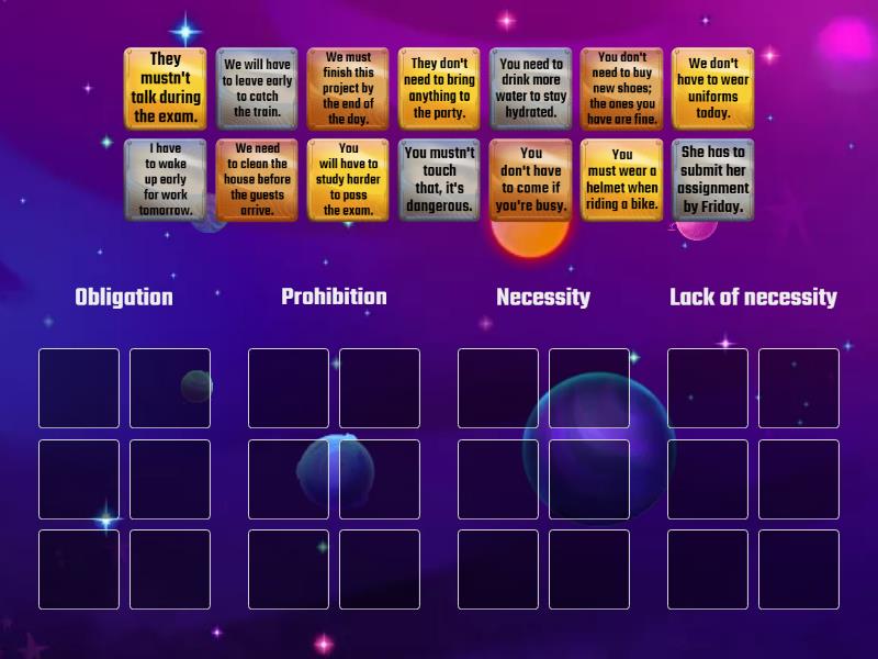 Modals of obligation, prohibition and necessity - Unit 7 - Ordenar por ...