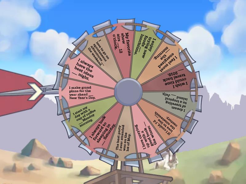 Prepositions of Time Practice - Spin the wheel