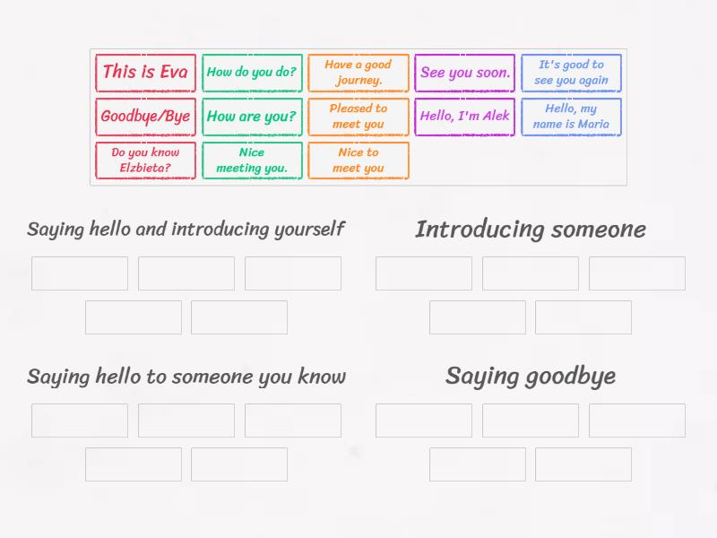 Greetings & Introductions - Group sort