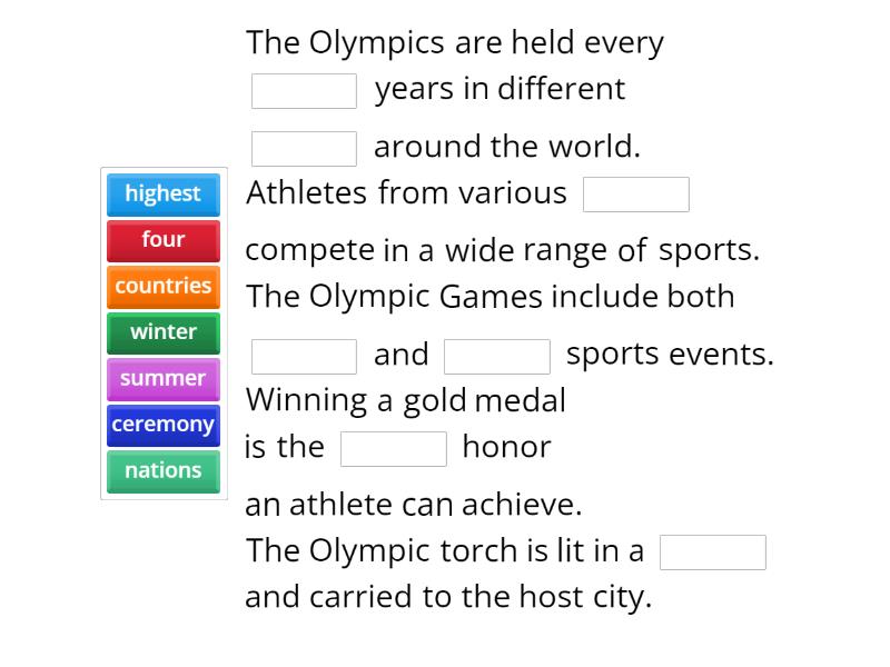 Olympics FITB T1 - Complete the sentence