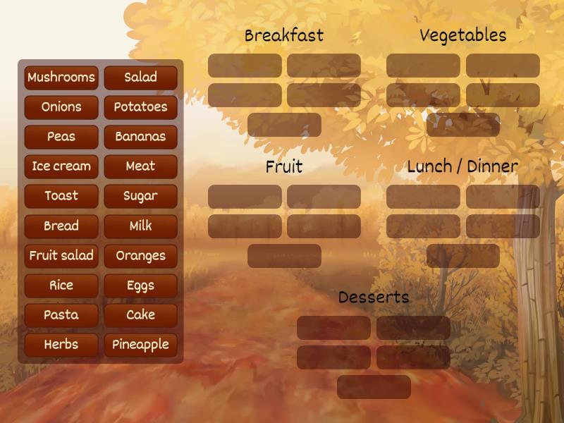 Food and drink - 9A - Group sort