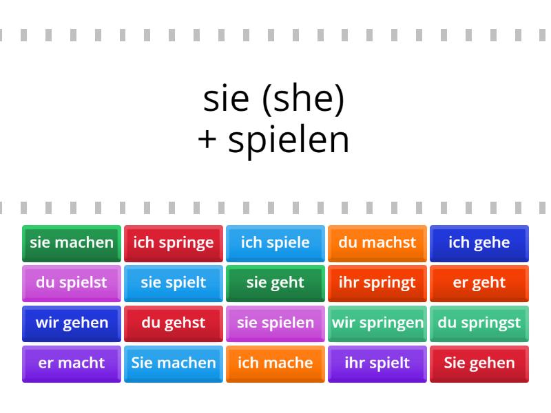 Present tense conjugation - Find the match