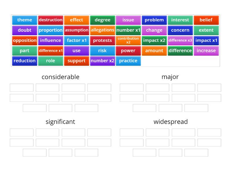 adjective + noun collocations part 1 - Group sort