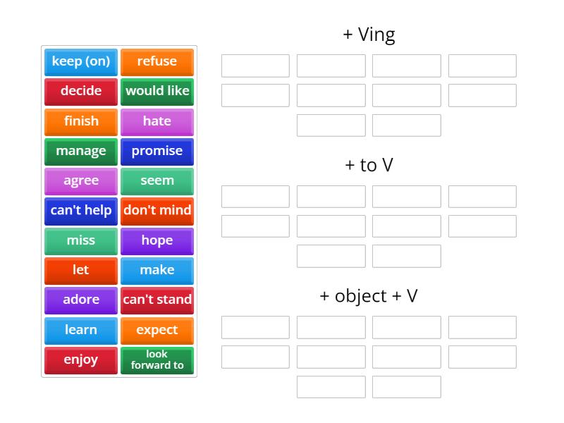 B1 Verb patterns - Group sort