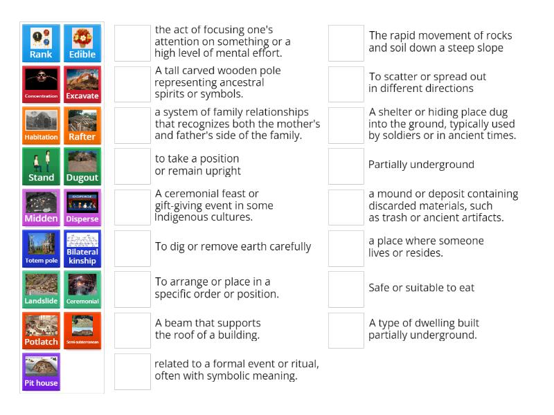 Indigenous Peoples vocabulary 2 - Match up