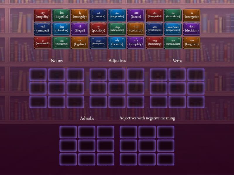 Common suffixes and prefixes - Group sort