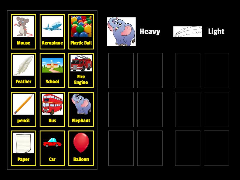 Light and Heavy game - Group sort
