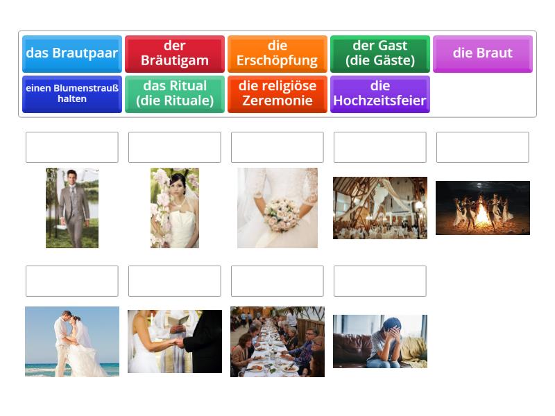 DTZ Wortschatz zum Thema "Hochzeit" - Match up
