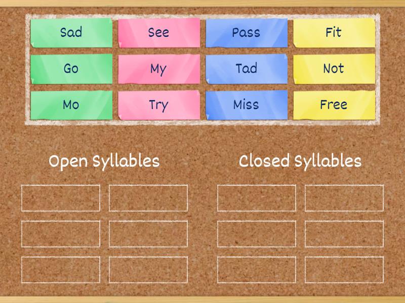 Open/Closed Syllables - Group sort