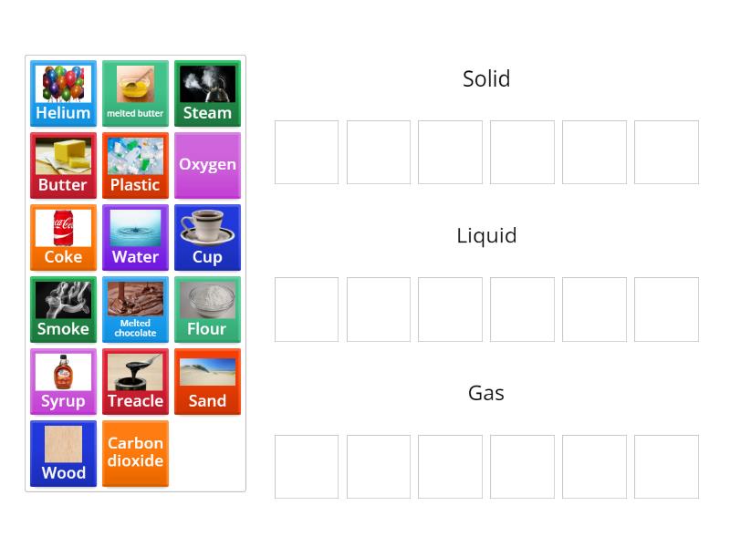 Retrieval Sort solids, liquids and gases - Group sort
