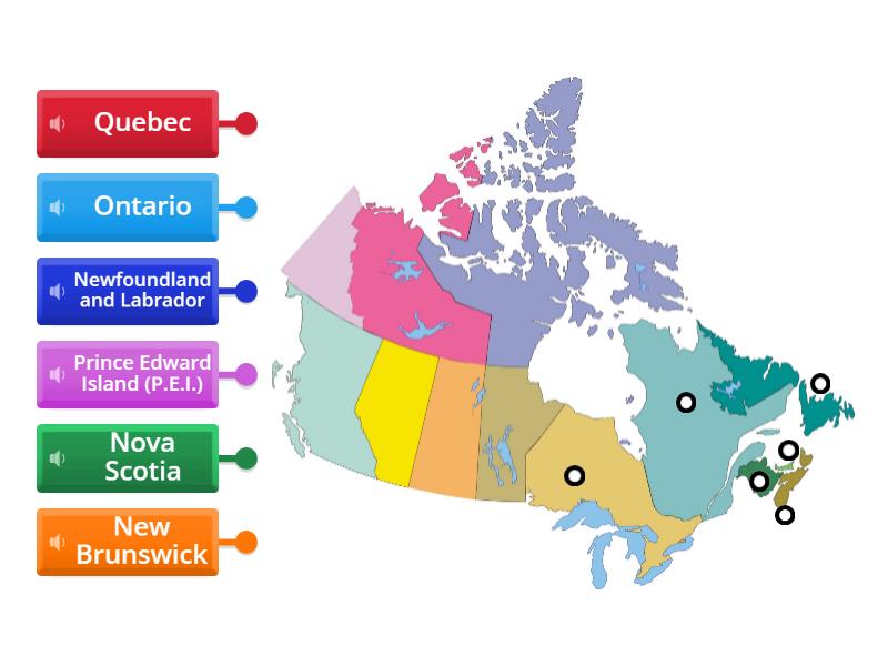 Label a map of the Eastern Canadian provinces - Diagrama con etiquetas