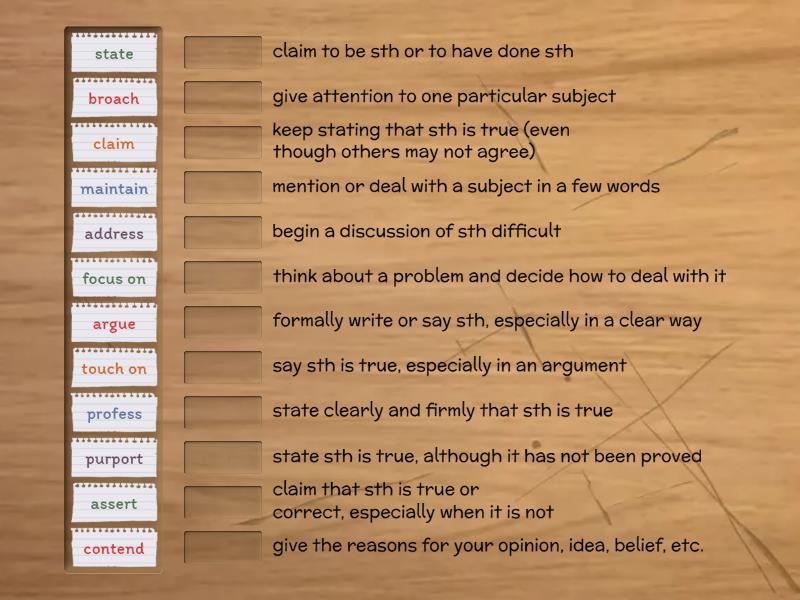 Verbs with similar / different meanings - Match up