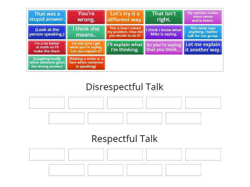 Disrespectful vs Respectful - Group sort