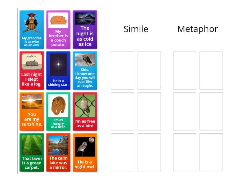 Similes vs Metaphors - Group sort