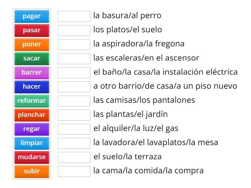 Las tareas del hogar - Match up