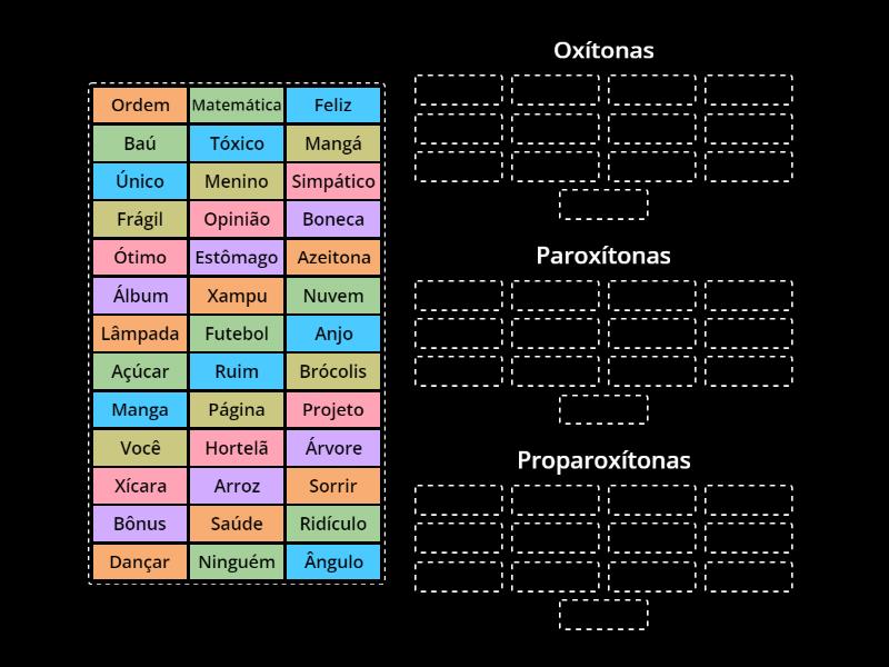 Classifique as palavras - Group sort