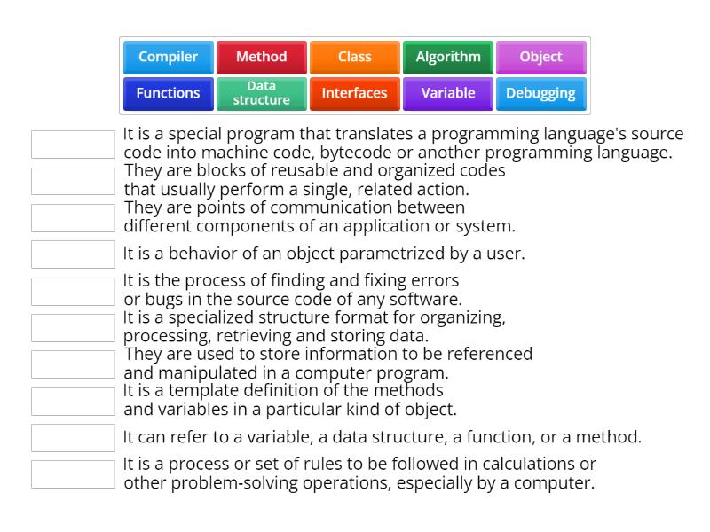 Informatics Terminology - Match up