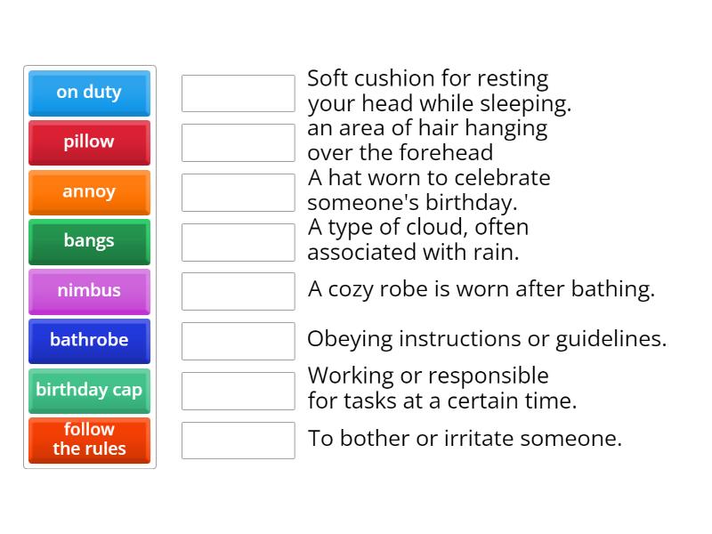 homework voc - Match up