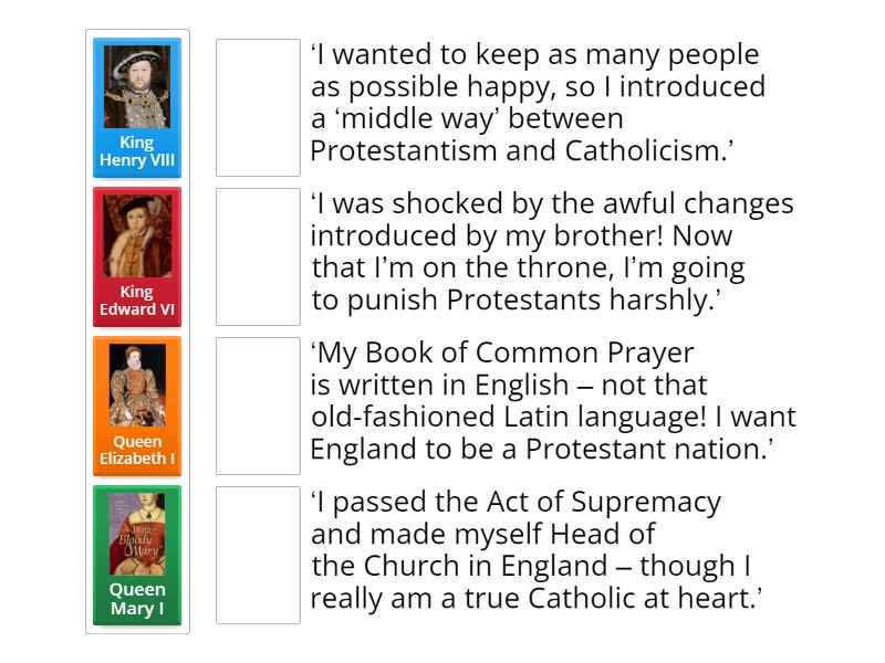 Revolutionary England: The Tudor Period and the Reformation - Match up