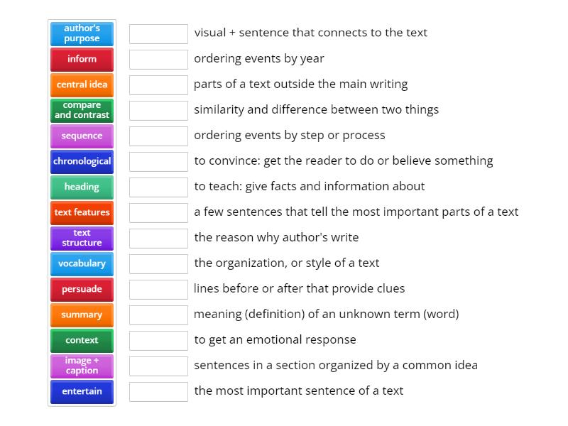 Informational Text Vocabulary - Match up