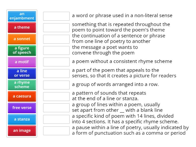 Important poetry concepts - Match up