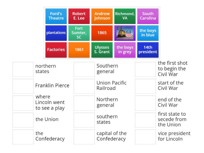 US History 8th Grade Review Andranian - Match up