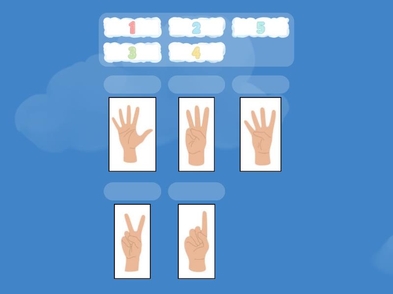 Mencocokan jumlah gambar jari dengan angka - Match up