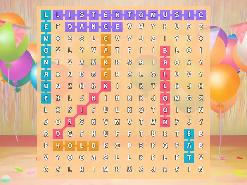 Party Vocabulary - Wordsearch