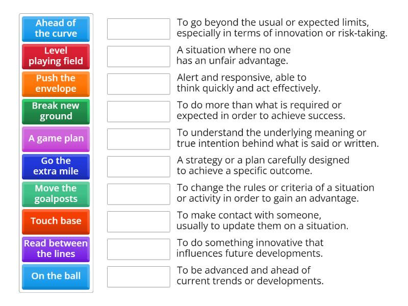 IELTS 6.5+ Idiomatic Collocations - Match up