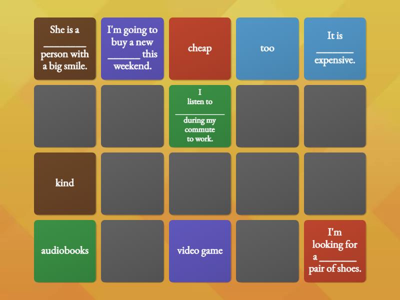 Alisha 7 English words - Matching pairs