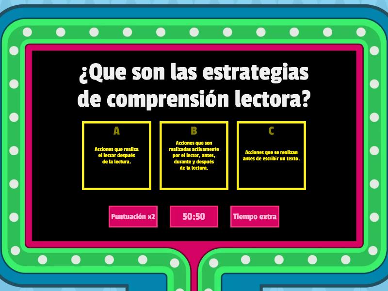 Estrategias de comprensión lectora - Gameshow quiz