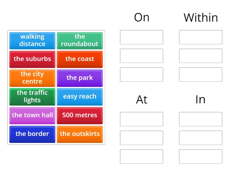 FOCUS 4 U3 Prepositions describing places - Group sort