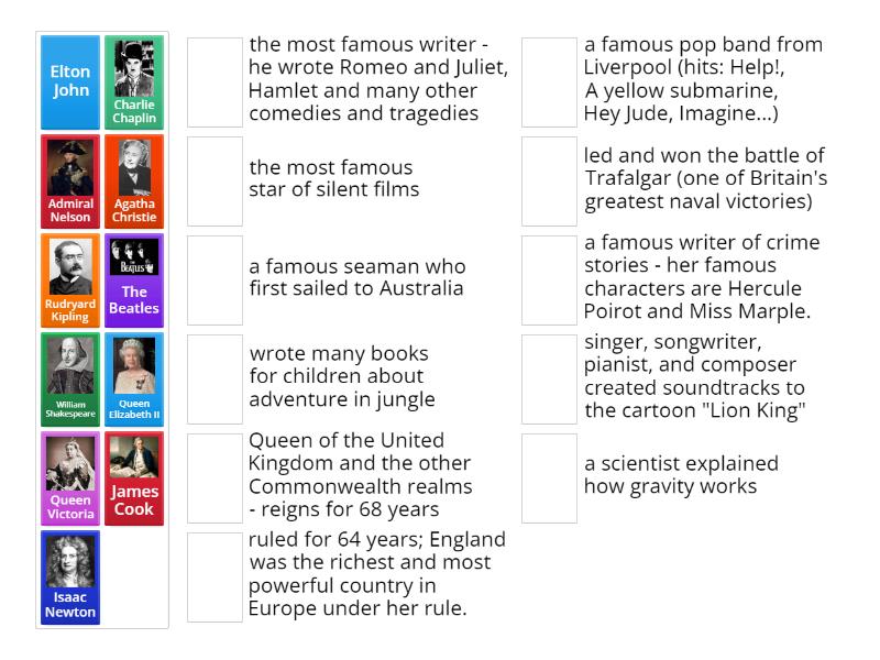 Famous British people - Match up