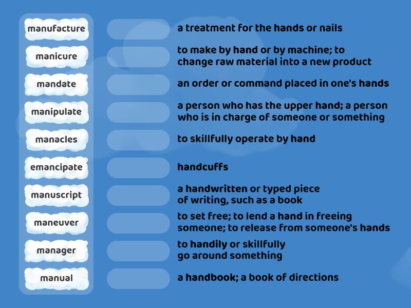 man, manu = hand - Match up