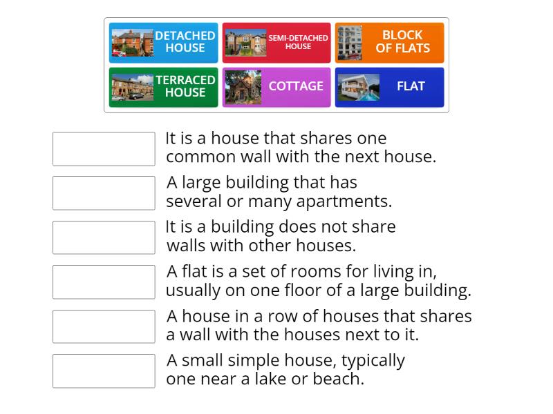 TYPES OF HOUSES - Match up