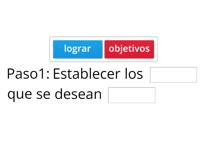 Pasos para defininir un plan de acción - Complete the sentence