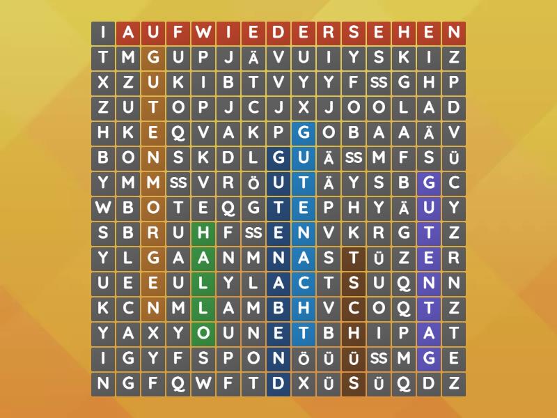 Begrüssung und Abschied - Wordsearch