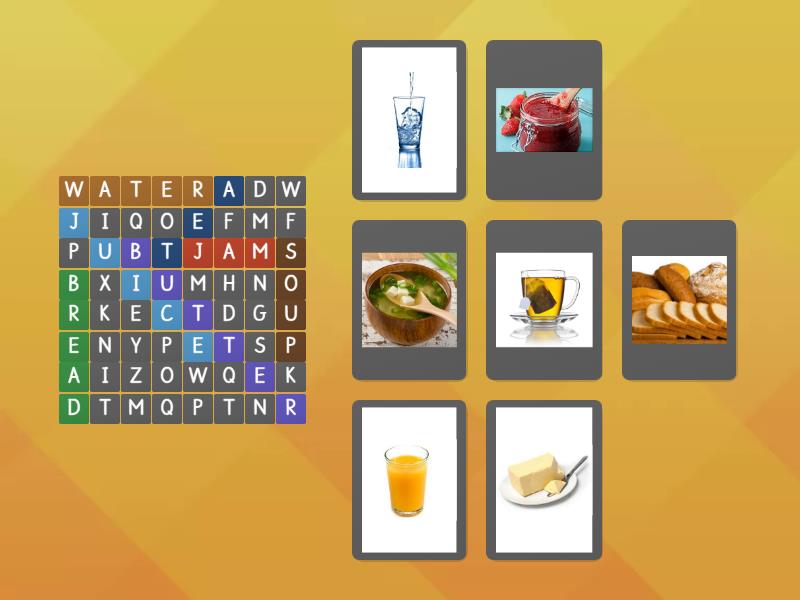 food and drinks - Wordsearch