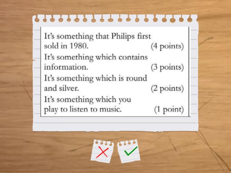 Guess the item + count your points - Flash cards