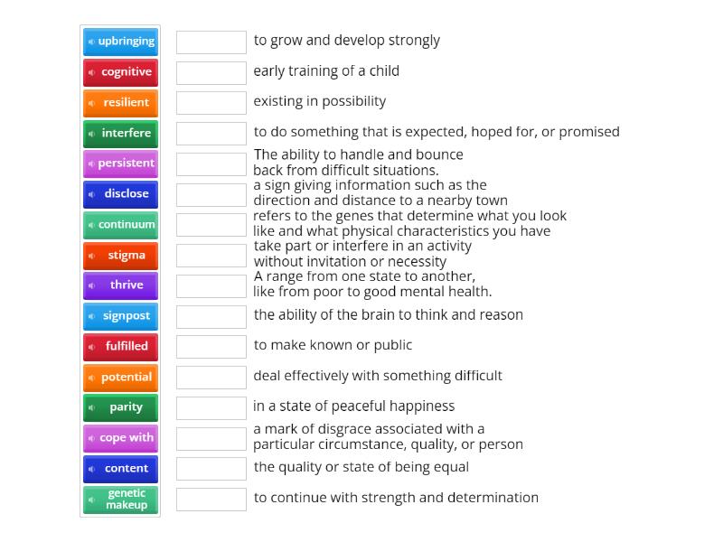 What is mental health? - Match up