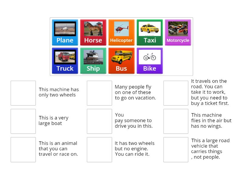 TRANSPORTATION - Match up